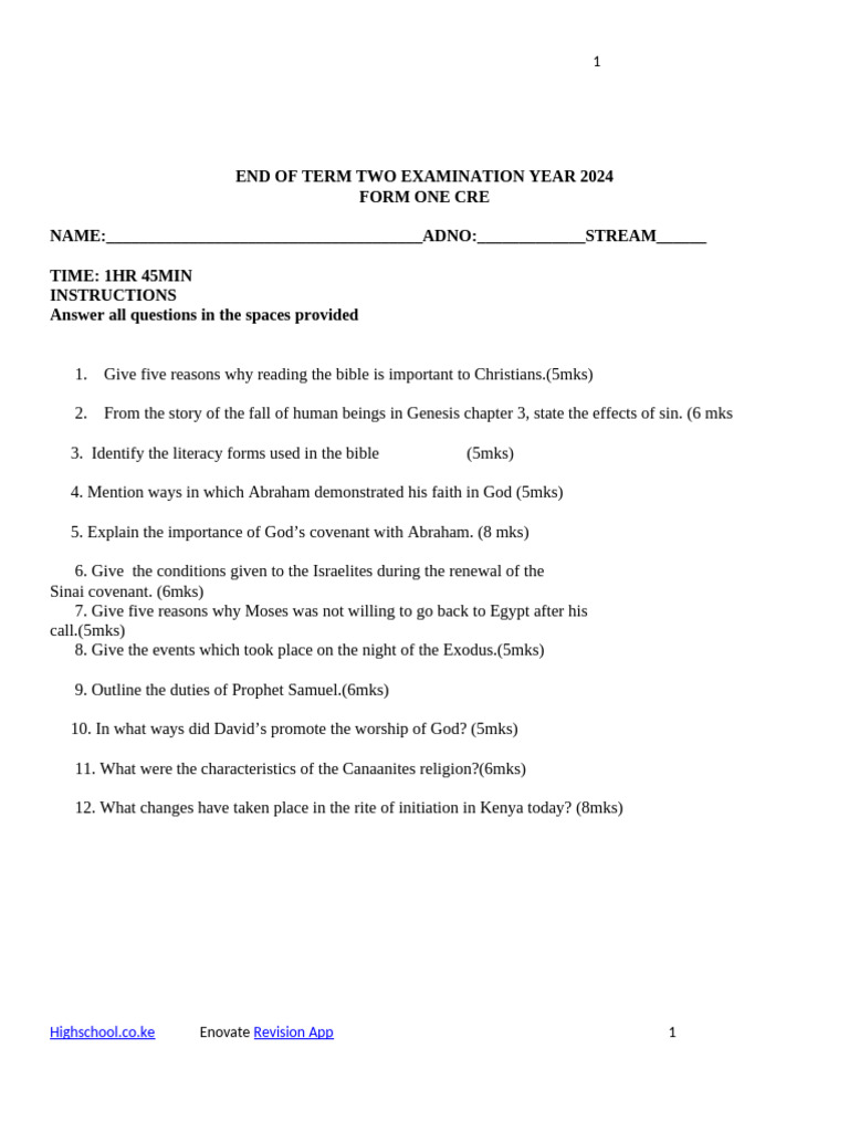 CRE F1 QN Endterm 2 2024 Exam | PDF