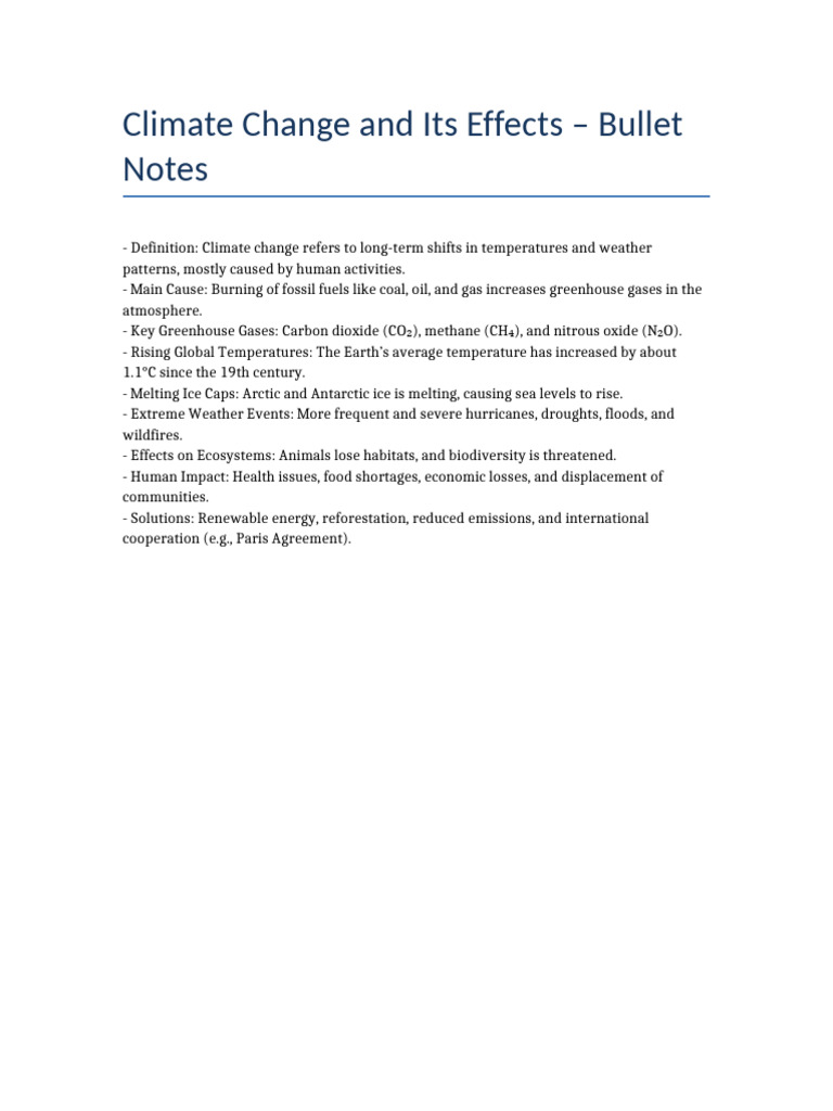 Climate Change Notes | PDF