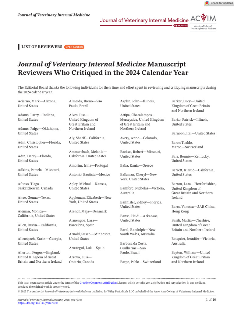 Veterinary Internal Medicine - 2025 - Journal of Veterinary Internal ...