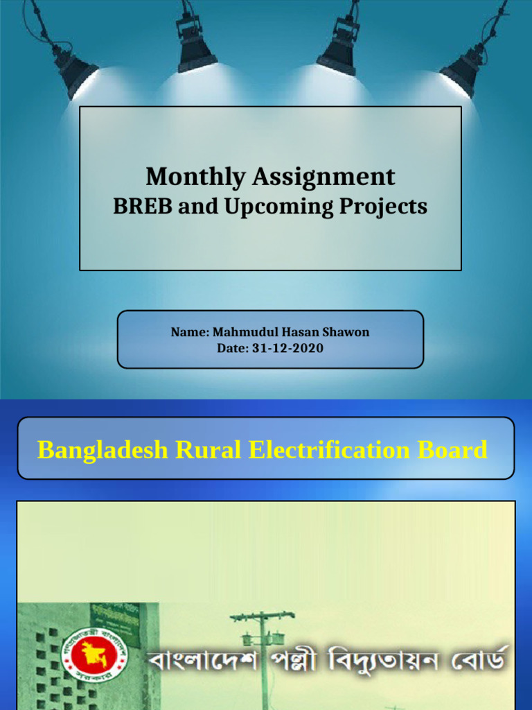 Monthly Assignment of BREB and Upcoming Projects | PDF | Electric Power Distribution | Electricity