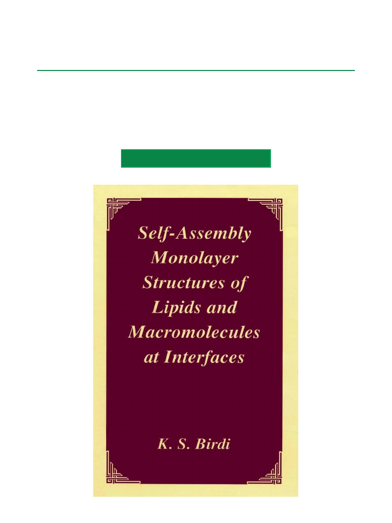 Read Self Assembly Monolayer Structures of Lipids and Macromolecules at Interfaces Ebook Full ...