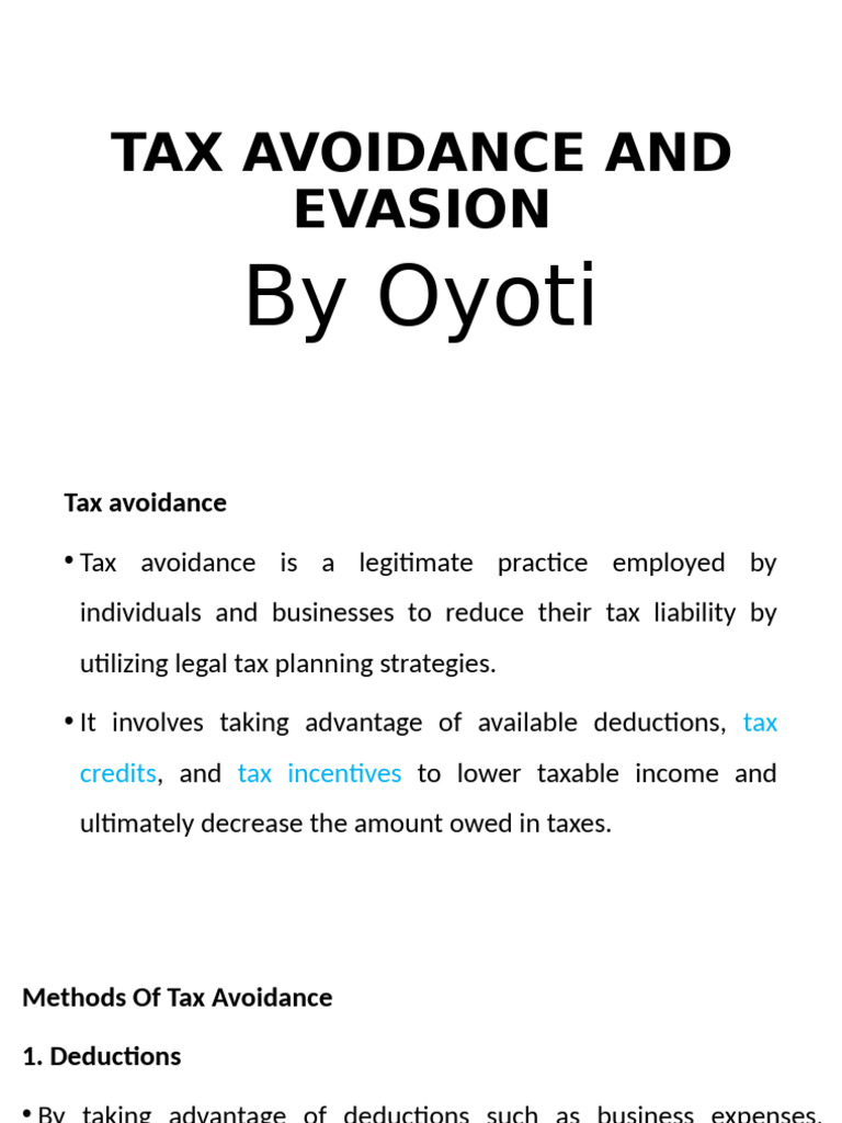 Tax Avoidance and Evasion | PDF | Taxes | Tax Avoidance