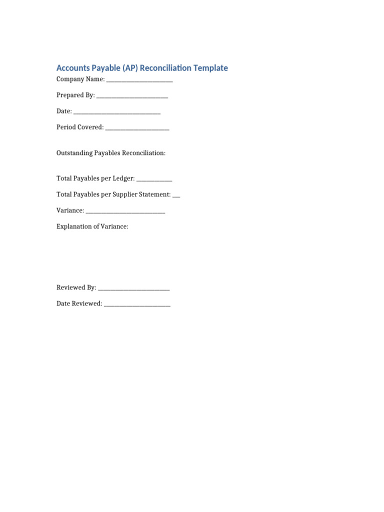 AP Reconciliation Template | PDF