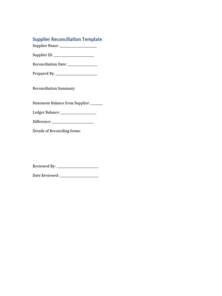 Supplier Reconciliation Template | PDF