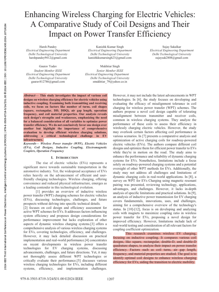 Enhancing Wireless Charging For Electric Vehicles A Comparative Study ...