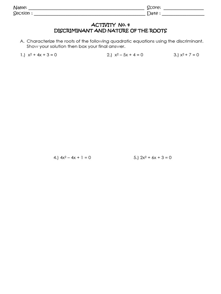 ACTIVITY 4 Discriminant 033549 | PDF