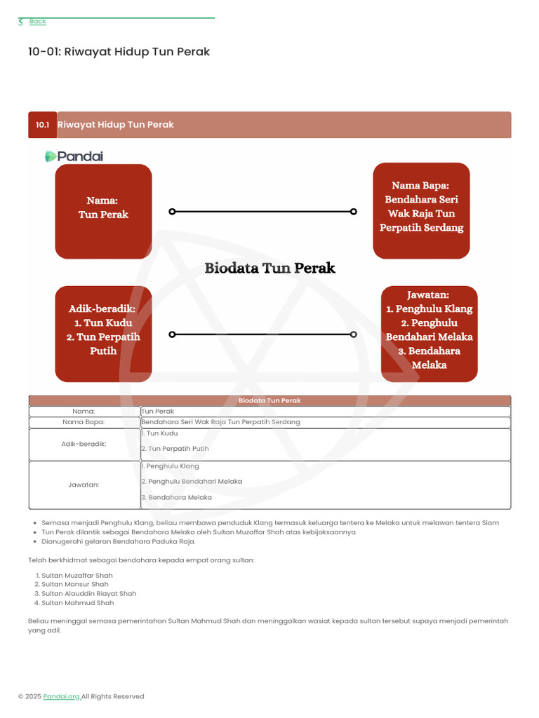 Tun Perak Bendahara Terbilang | PDF
