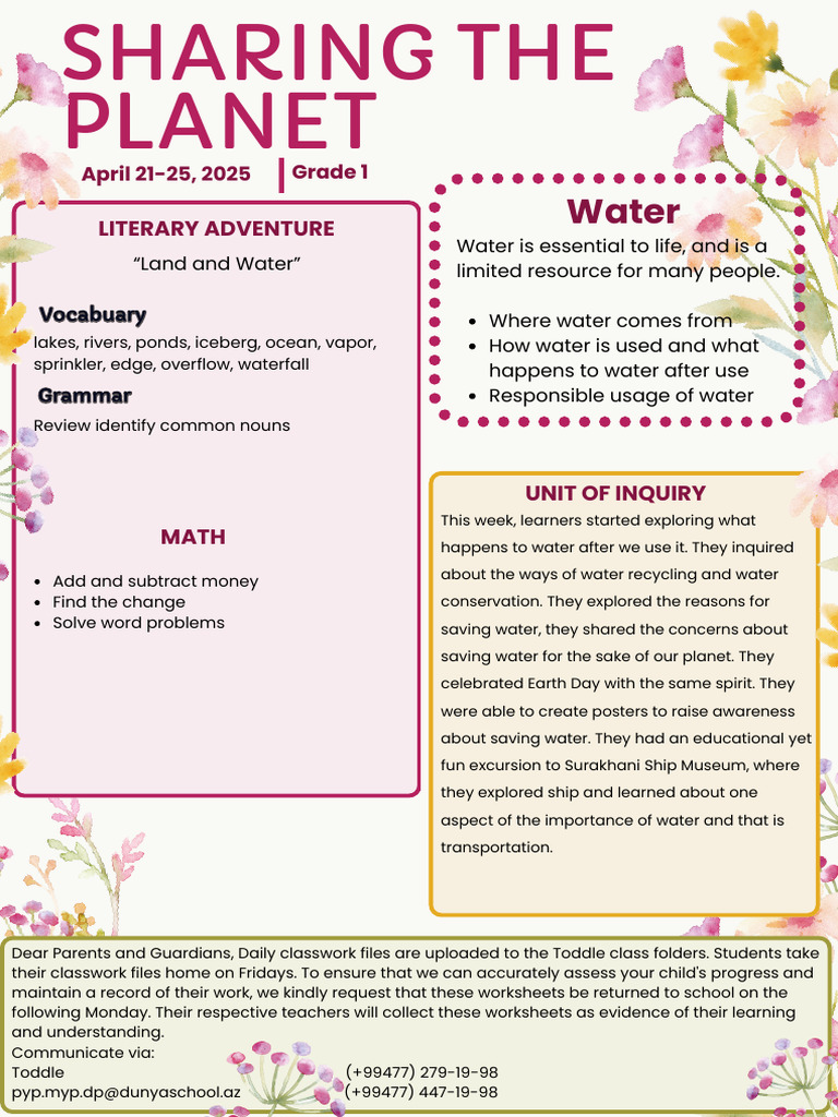 Spring Classroom Newsletter in Colorful Floral Watercolor Style | PDF ...