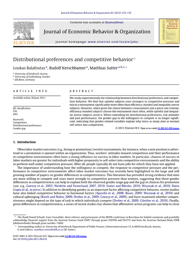 Distributional Preferences and Competitive Beh | PDF | Risk Aversion | Risk