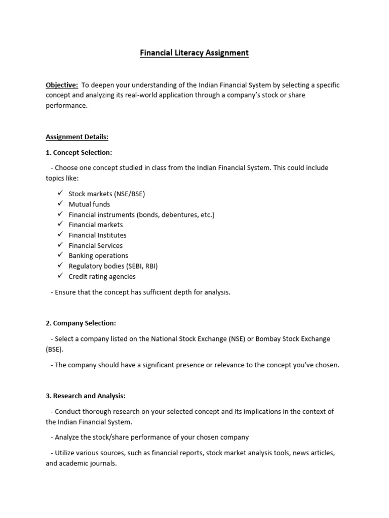 Financial Literacy Assignment | PDF
