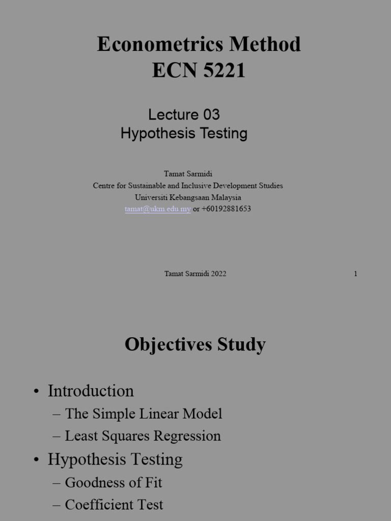 Lecture 03(s) | PDF | Coefficient Of Determination | Regression Analysis