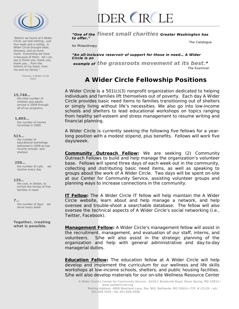A Wider Circle Fellowship Opportunities | PDF | Society | Charity