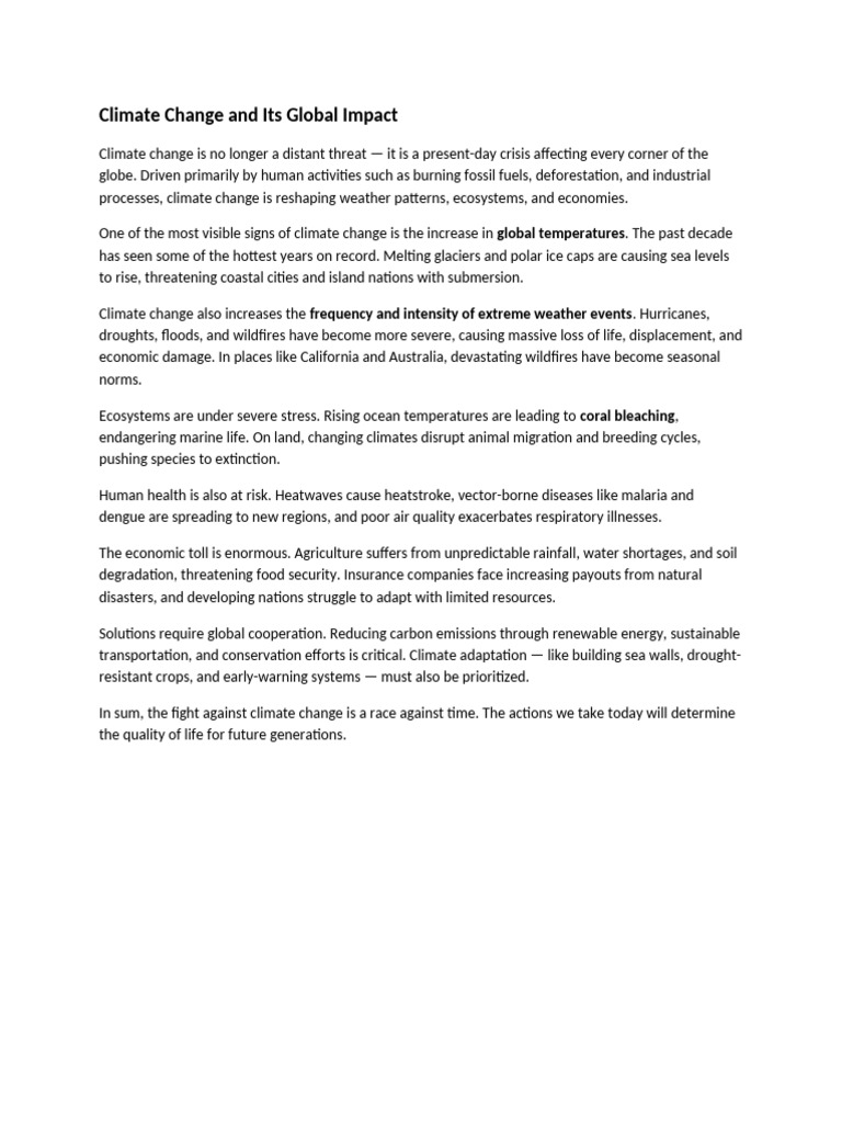 Climate Change and Its Global Impact | PDF