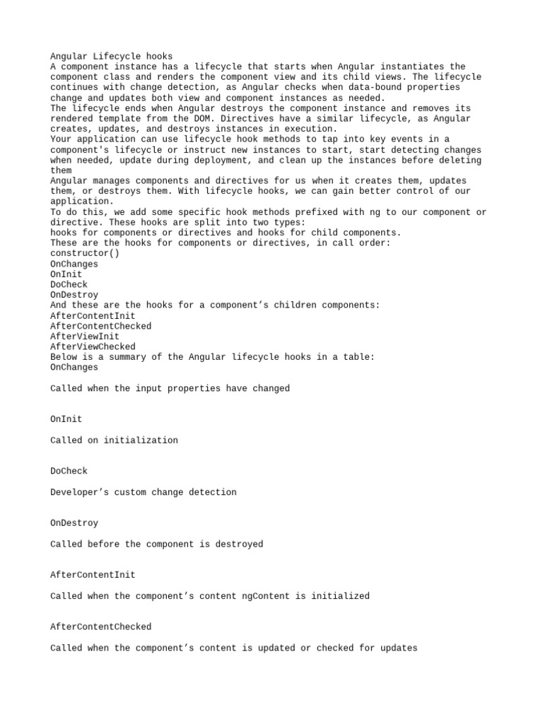 Angular Lifecycle Hooks | PDF