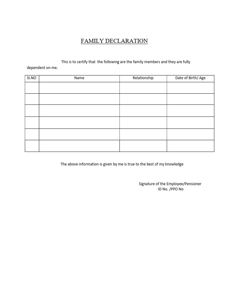 Family Declaration | PDF