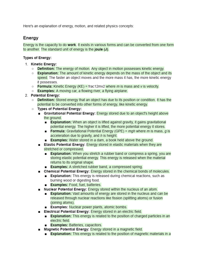 Energy - Types of Energy, Law of Conservation of E... | PDF | Force ...