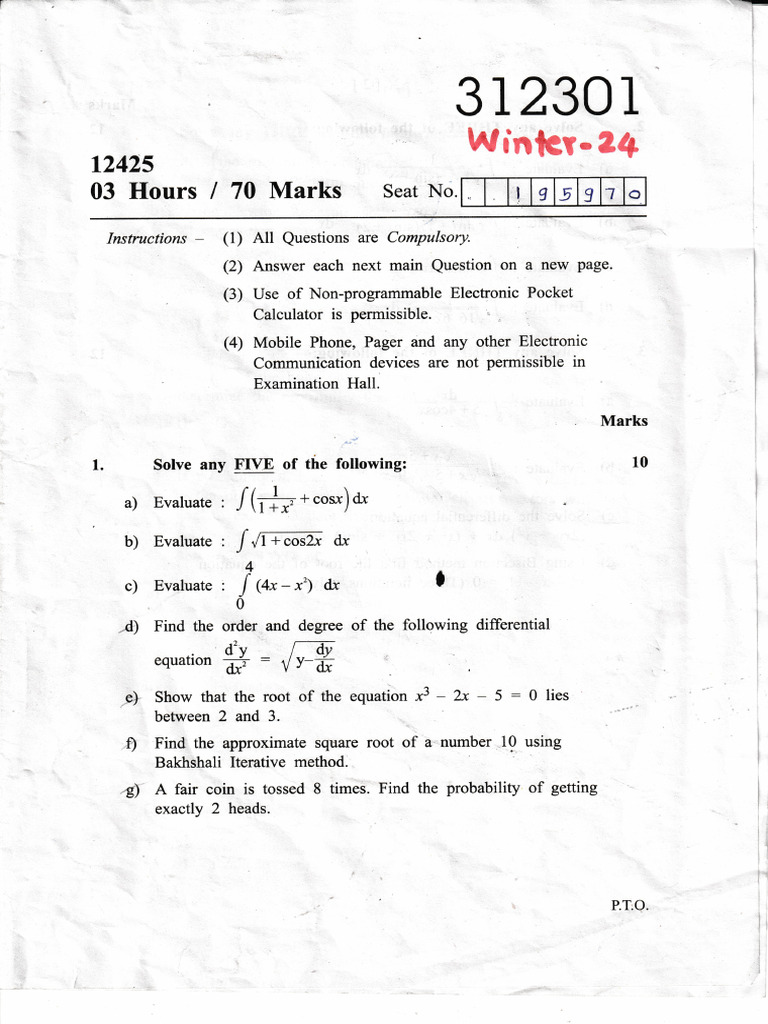 2024 Winter Question Paper | PDF