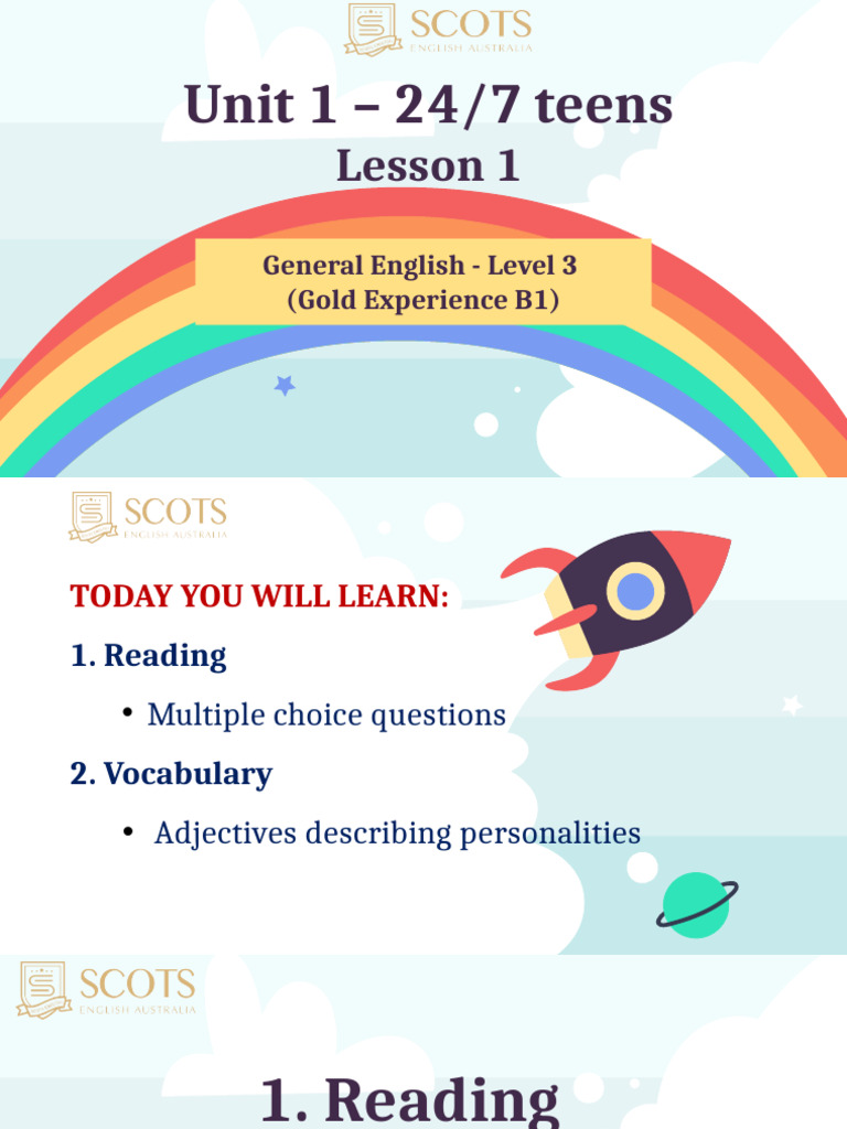 GE B1_U1_Lesson 1 Reading _ Vocab | PDF