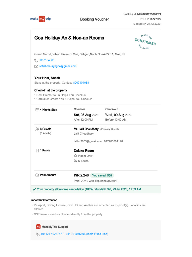 Booking Confirmation Voucher | PDF