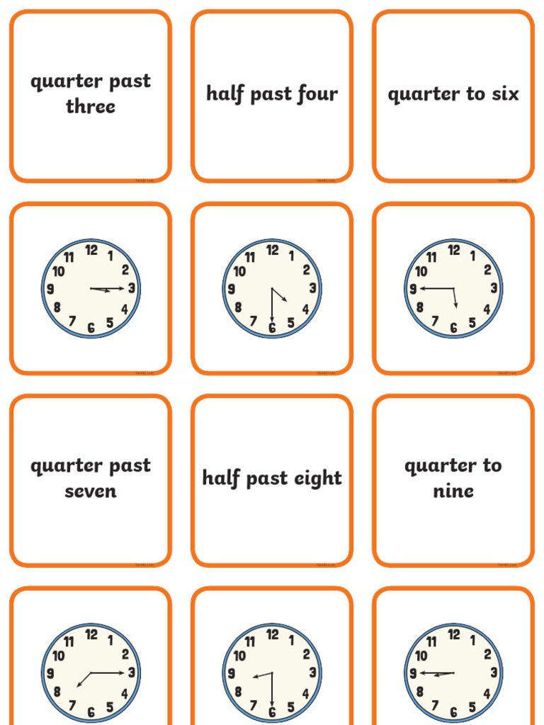 T N 5559 Reading The Time Matching Cards | PDF