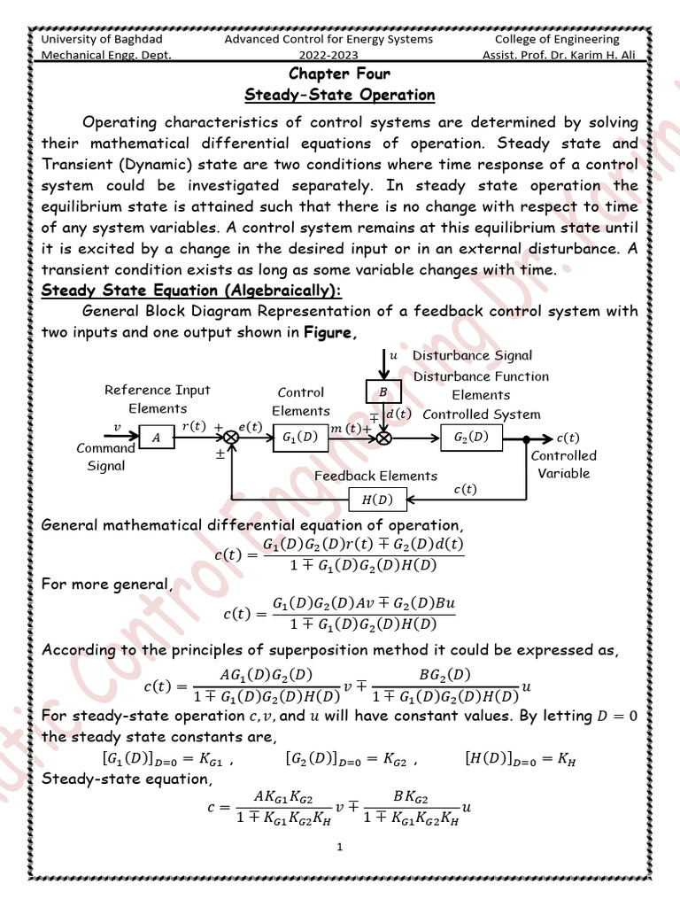 Control Chapter 4+5+6 | PDF | Laplace Transform | Steady State