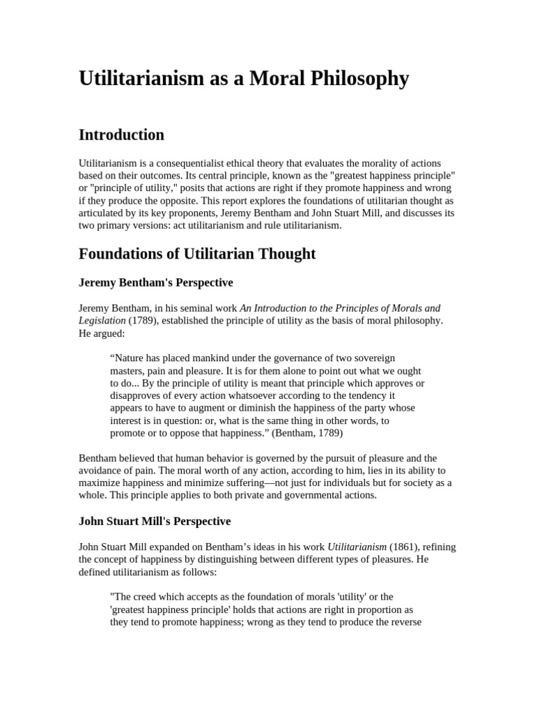 Utilitarianism-as-a-Moral-Philosophy | PDF | Utilitarianism | John ...