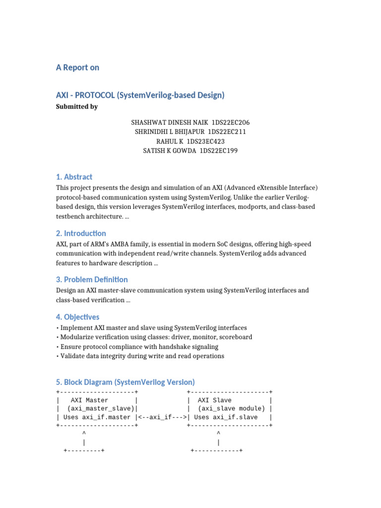 AXI Protocol Design in SystemVerilog | PDF | Modular Programming ...