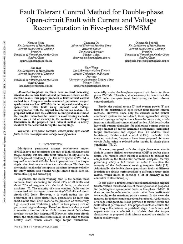 Fault Tolerant Control Method For Double Phase Open Circuit Fault With Current And Voltage