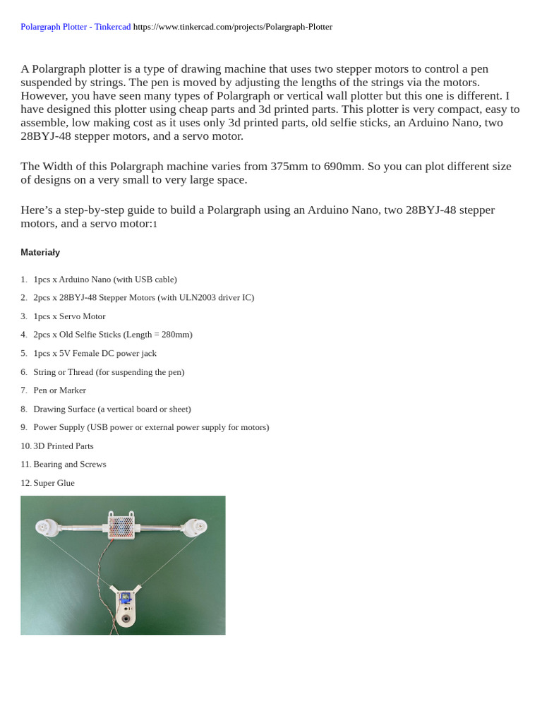 Polargraph Plotter - Tinkercad Httpswwwti | PDF