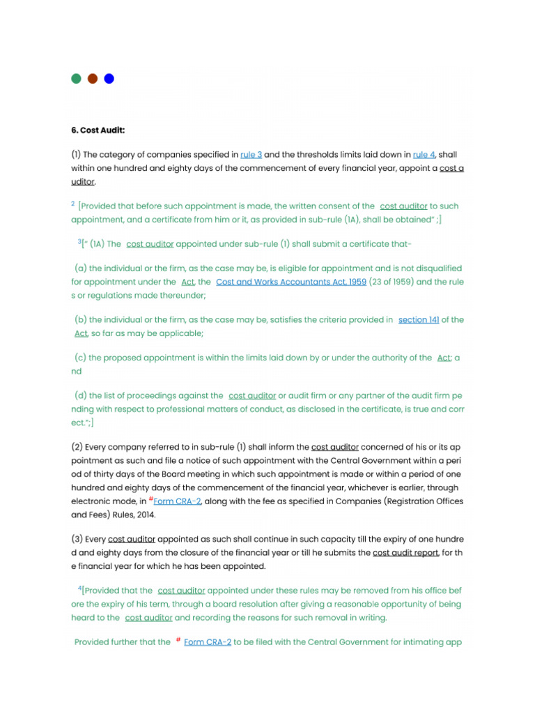 Rule 6 Cost Auditor Appointment | PDF