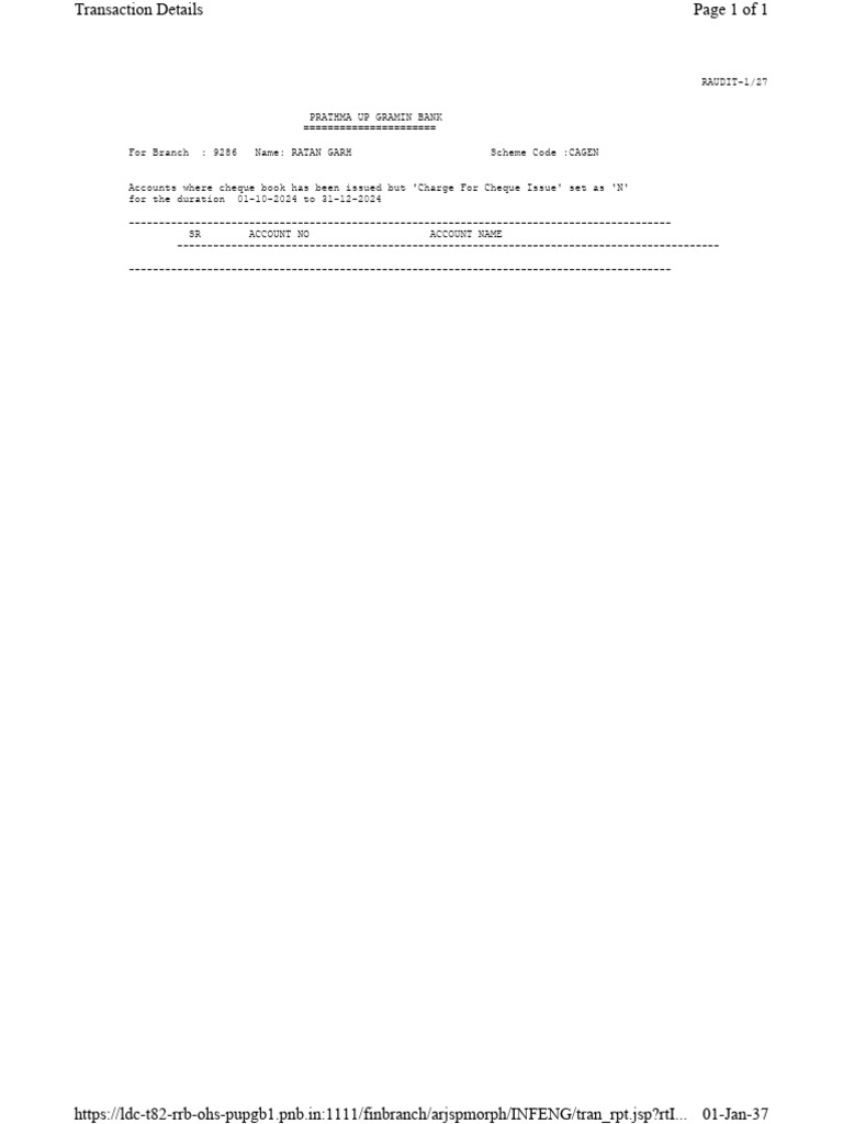 Ac List Reg Cheque Book Issue CHRG | PDF