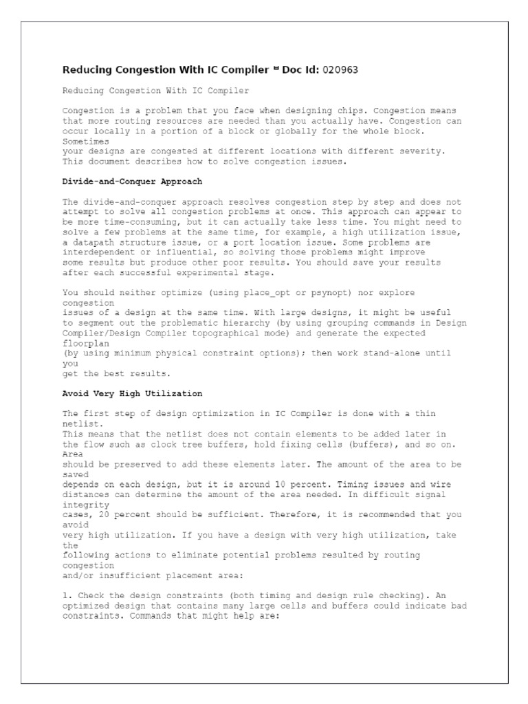 Reducing Congestion With IC Compiler | PDF