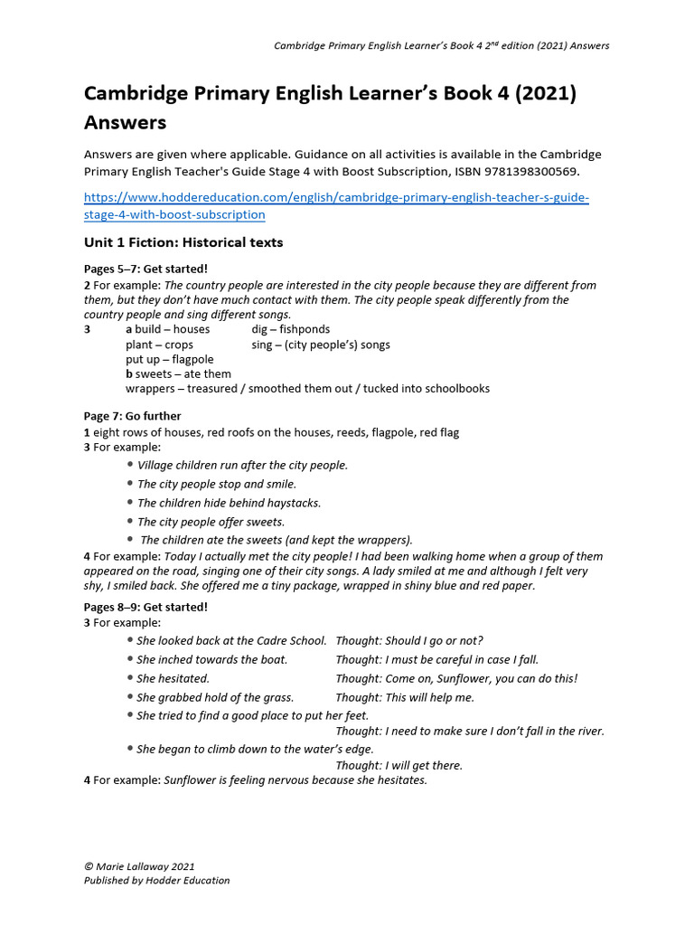 Cambridge Primary English 4 Answers | PDF | Submarines | Ant