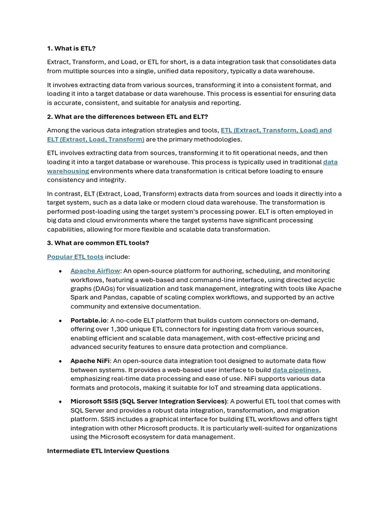 ETL Interview Question Basic | PDF | Database Index | Data Quality