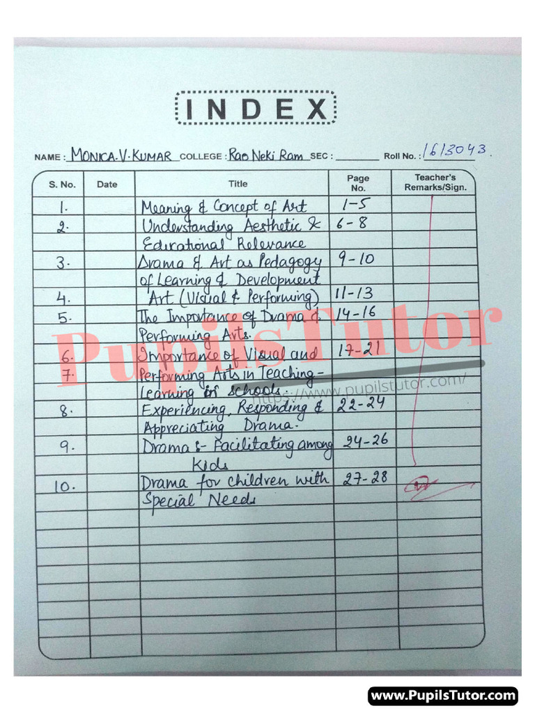 Drama and Arts in Education B.ed Practical File in English - Shared by ...