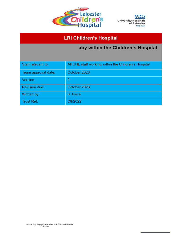 Accidentally Dropped Baby UHL Childrens Hospital Guideline | PDF ...