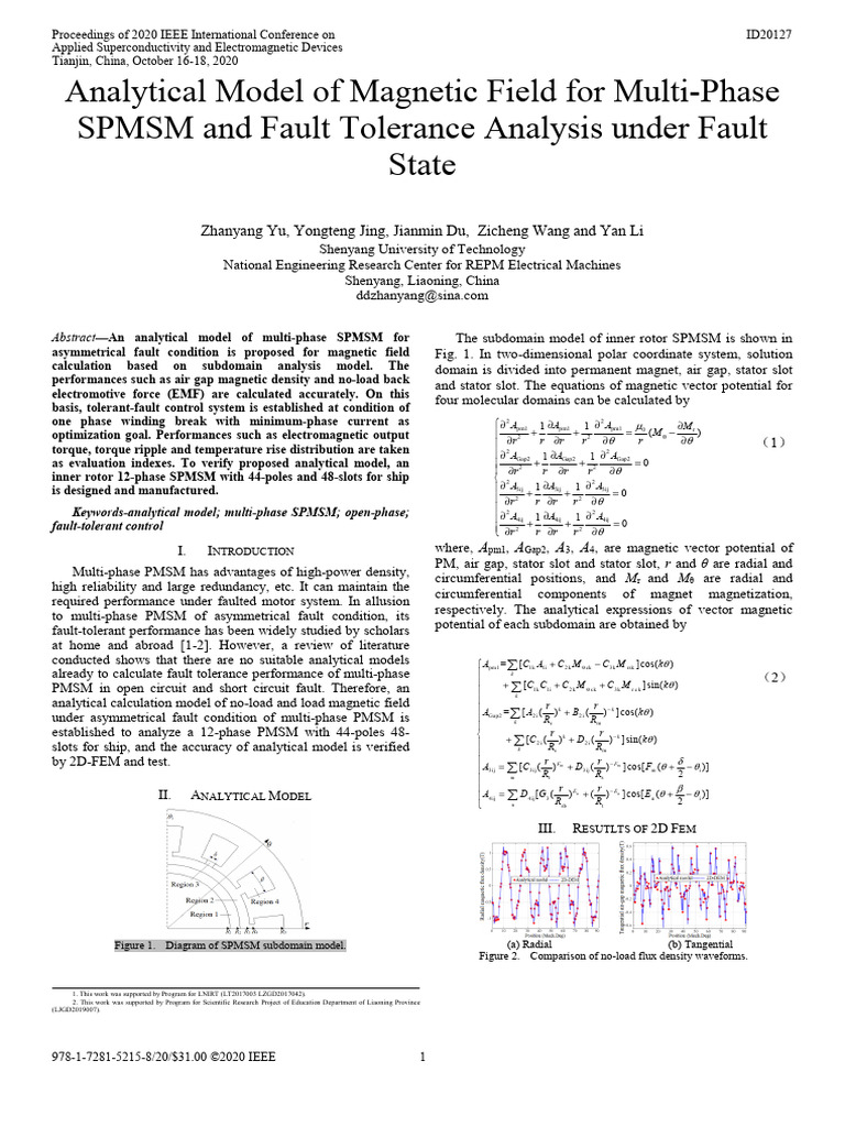 Analytical Model of Magnetic Field For Multi-Phase SPMSM and Fault Tolerance Analysis Under ...