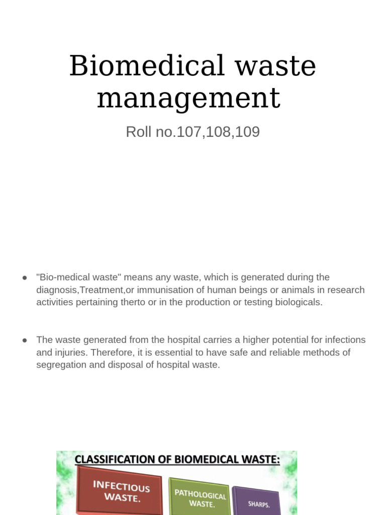 Biomedical Waste Management | PDF