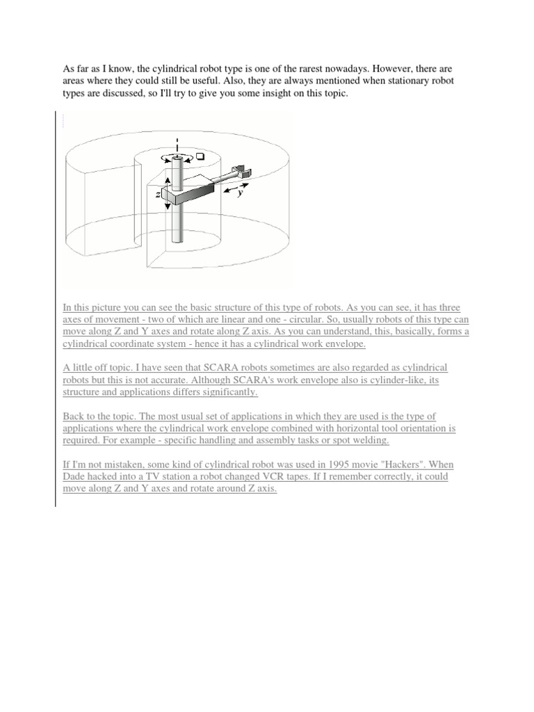Cylindrical Robots: Structure & Uses | PDF | Cartesian Coordinate ...