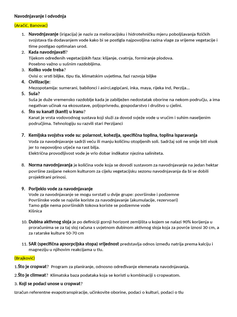 NAVODNJAVANJE I ODVODNJA PIO | PDF