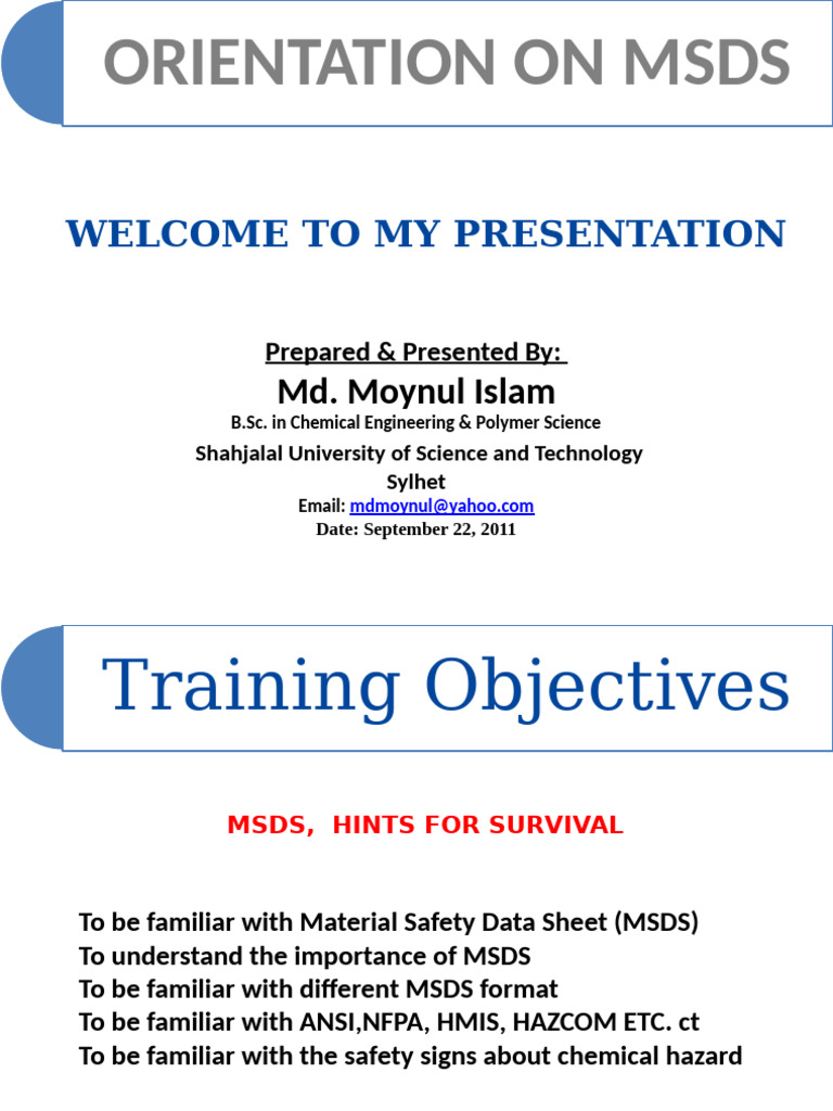 Msds Presentation 120926030944 Phpapp01 | PDF | Toxicity | Combustion