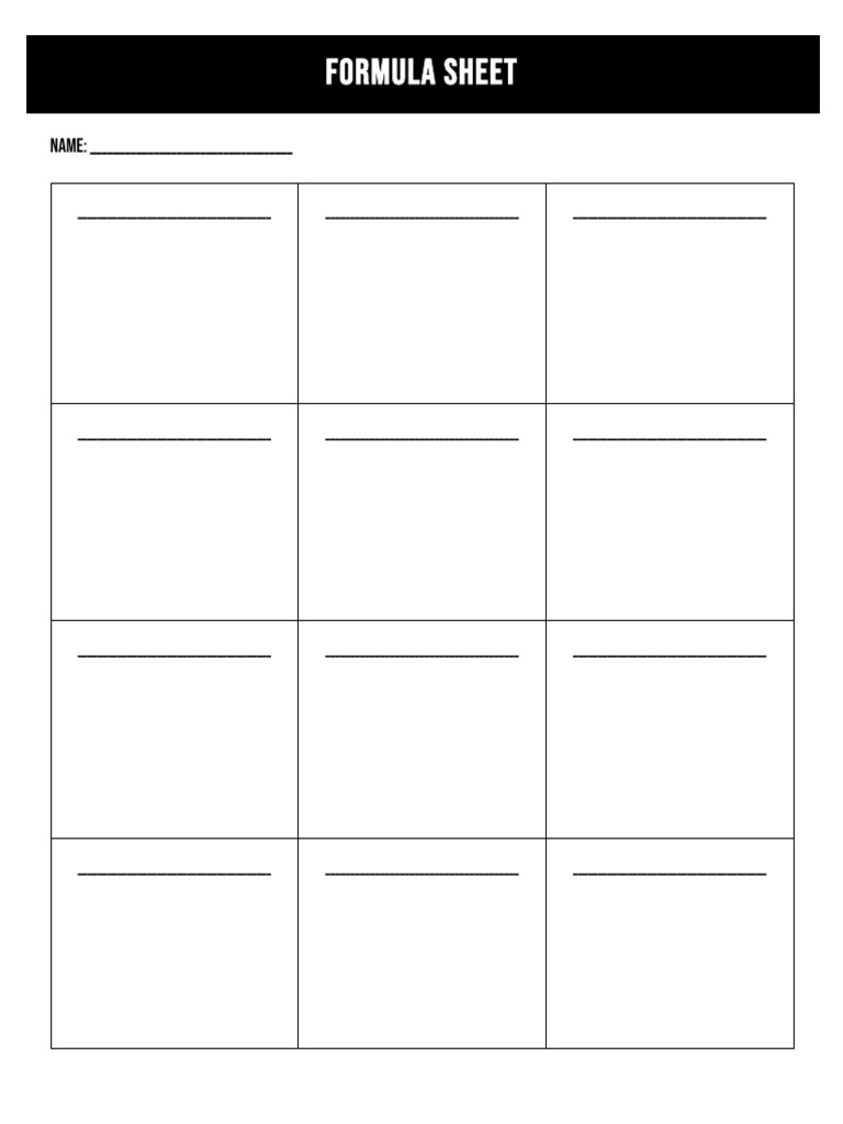 BlankFormulaSheet 1 | PDF