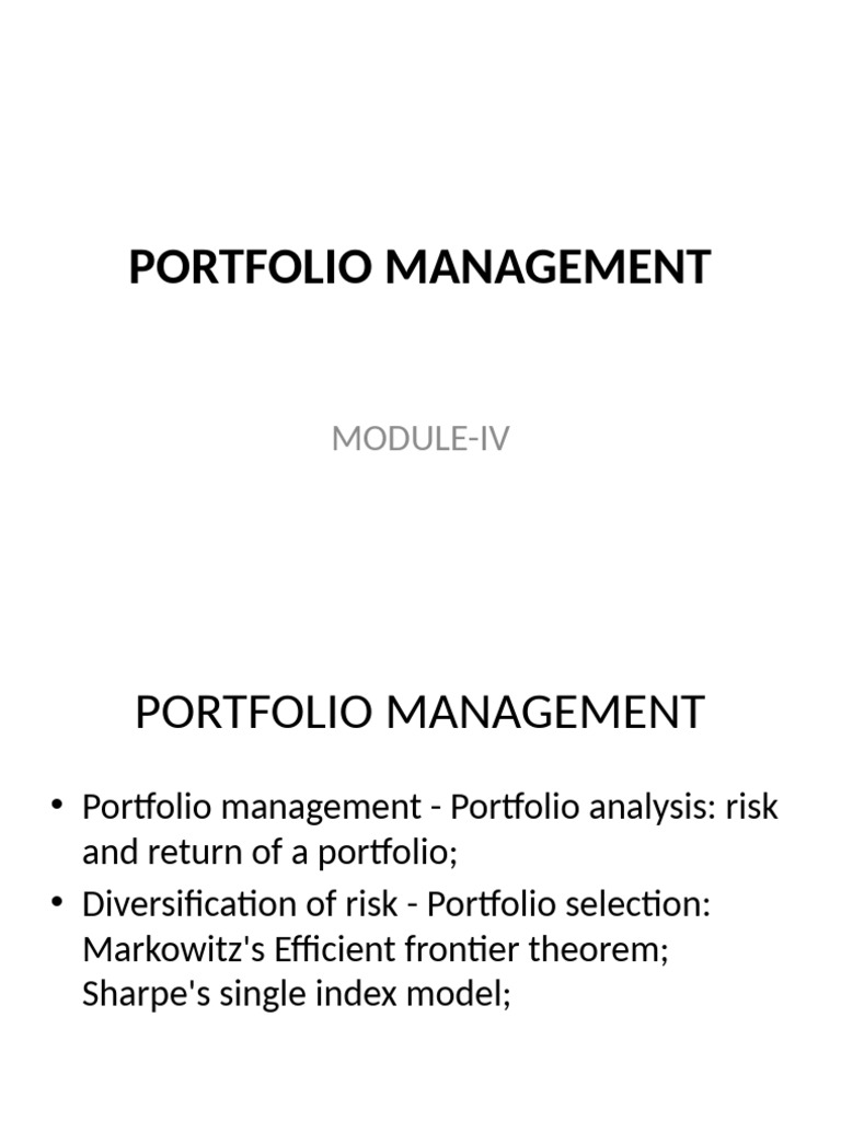 Im Module IV | PDF | Investment Management | Financial Risk
