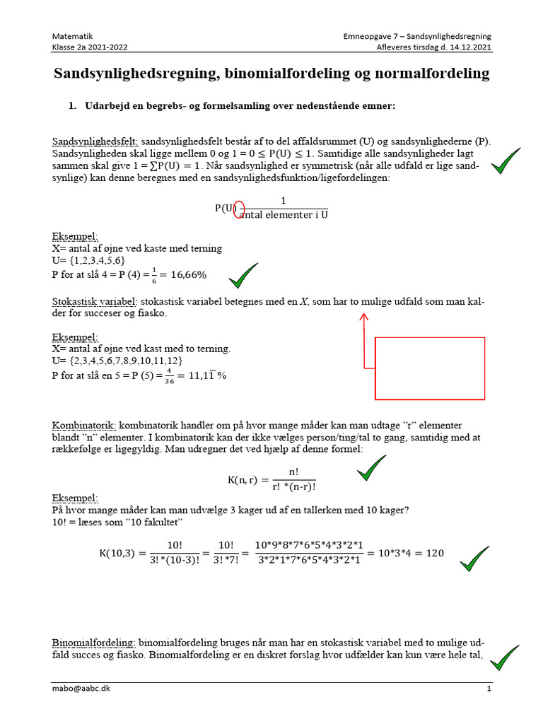 Emneopgave 7 - Sandsynlighedsregning-5 | PDF