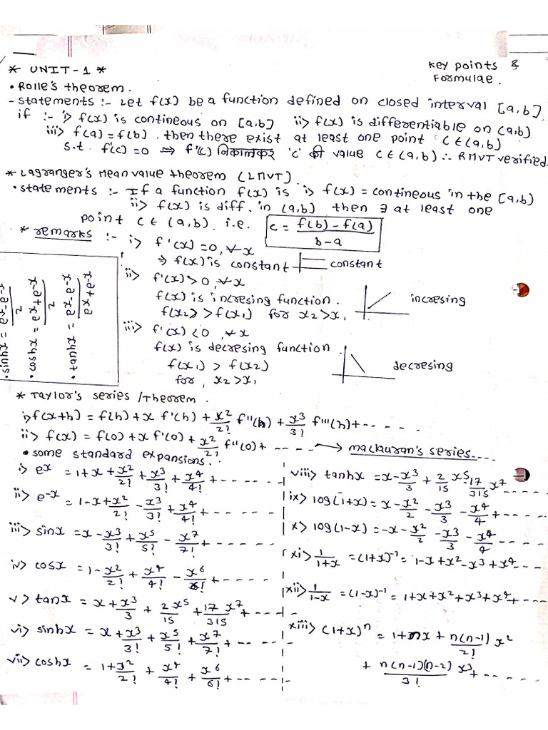 Key Points & Formula M1 | PDF
