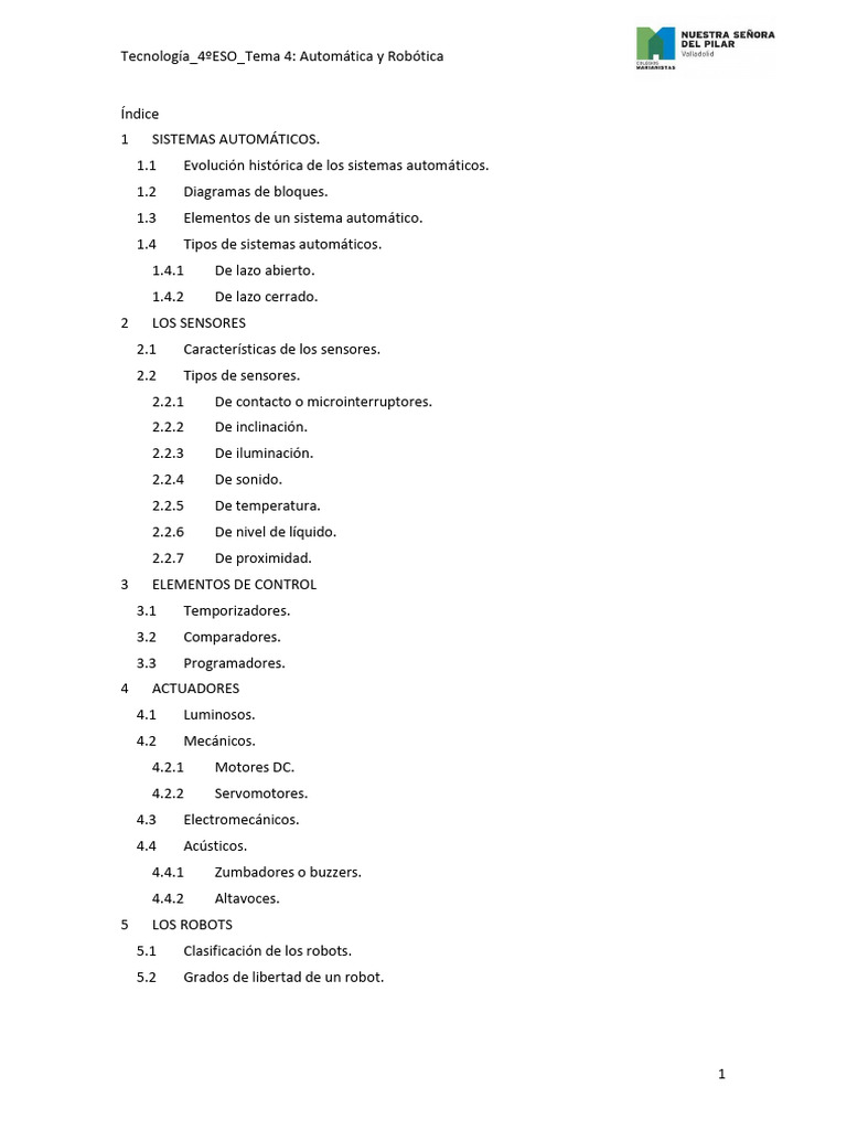 2324 - Tema 4 - Automática y Robótica | PDF | Robótica | Robot