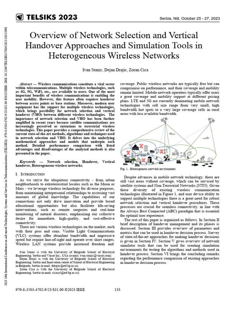 Overview of Network Selection and Vertical Handover Approaches and Simulation Tools in ...