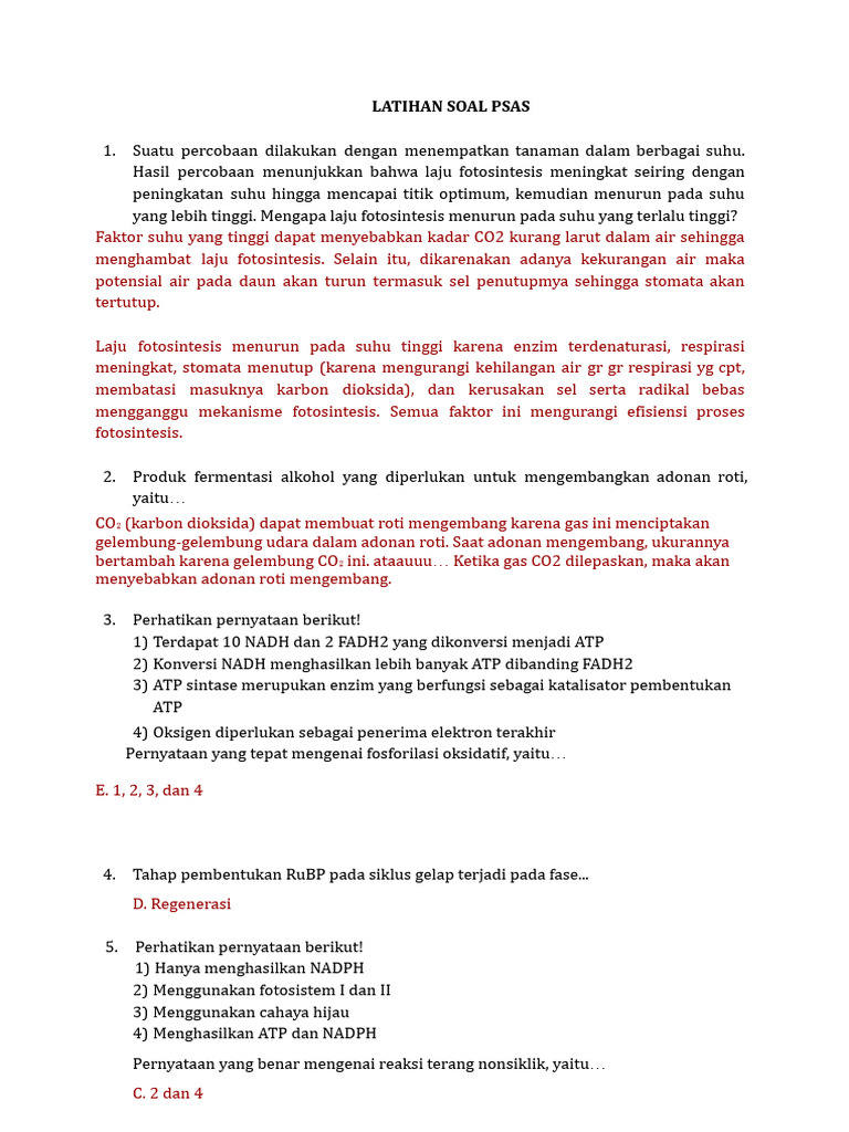 Jawaban Latihan Soal Psas | PDF