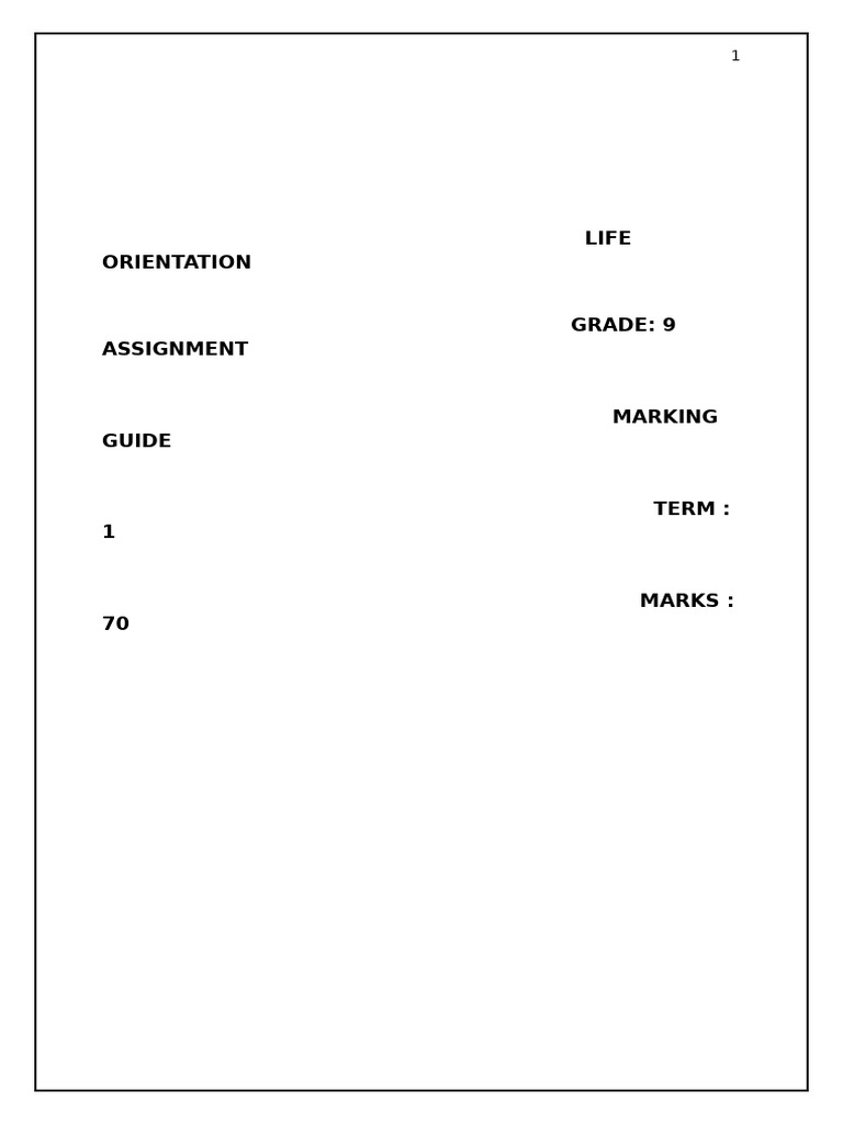Grade 9 Life Orientation Assignment 1 Term 1 Memorandum | PDF ...