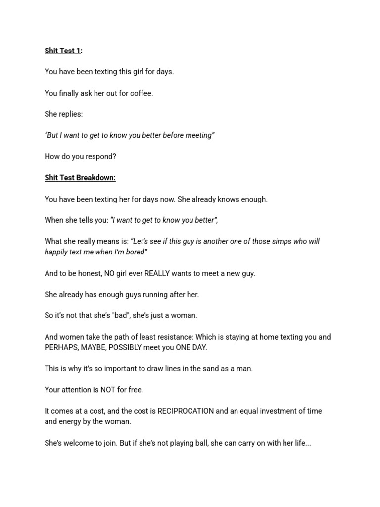 Shit Test Breakdowns and Response | PDF